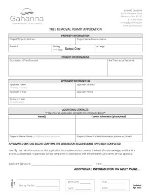 Fillable Online Tree Removal Permit Application Gahanna Gov Fax Email