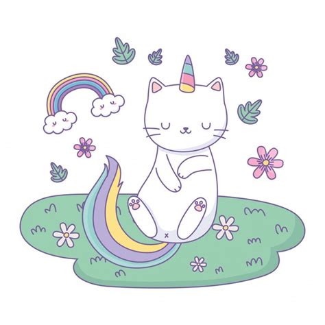 Premium Vector Unicorn Cat Cartoon