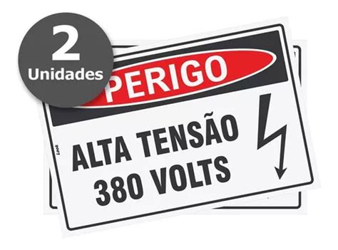 Placa Indicativa Aviso Perigo Alta Tensão Volts Kit C Parcelamento sem juros