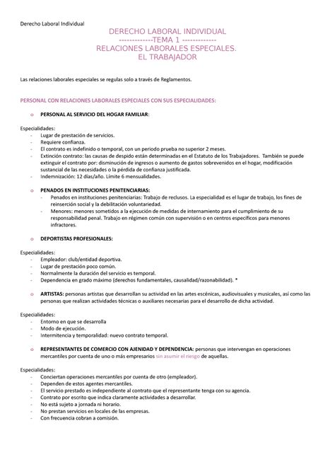 Derecho Laboral Individual Derecho Laboral Individual Tema 1