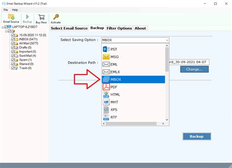 how to export roundcube to mbox file tutorial with images