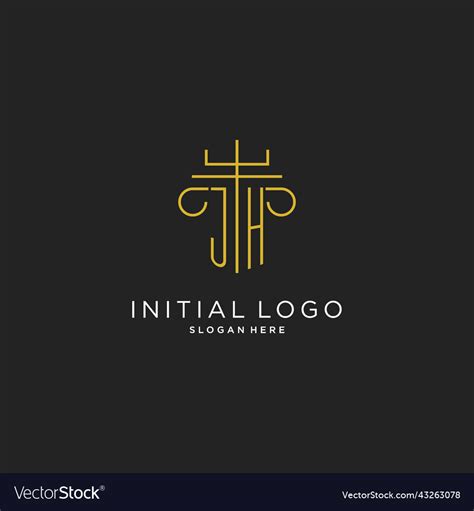 Jh Initial With Monoline Pillar Logo Style Luxury Vector Image