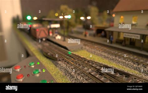 Model Steam Locomotive Passing Through Station Mini Passenger Train