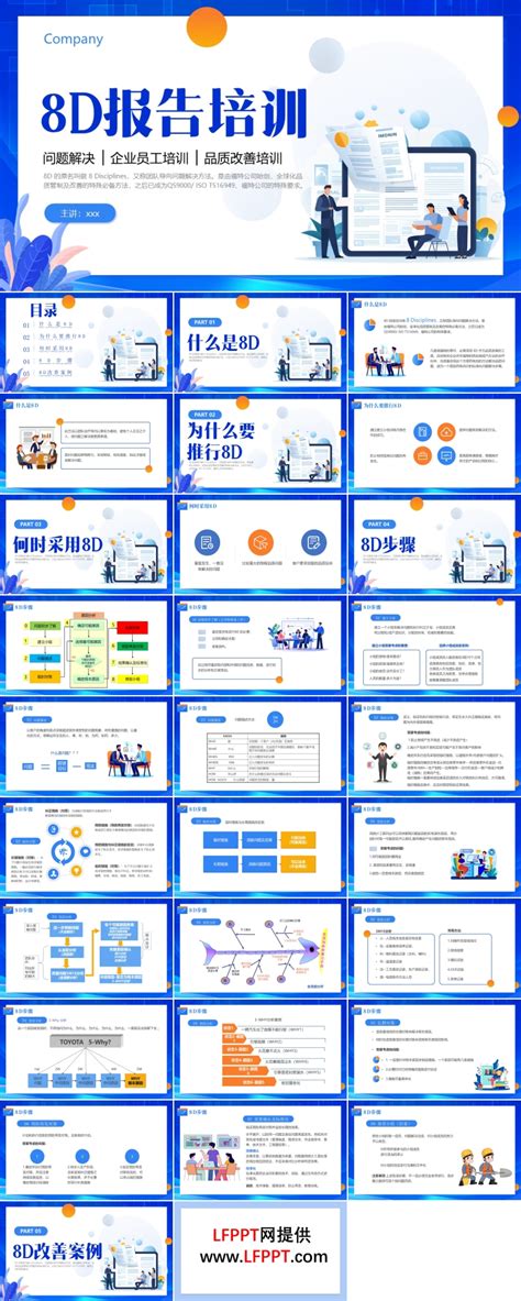 8d报告培训团队导向解决问题方法ppt动态模板下载 Lfppt