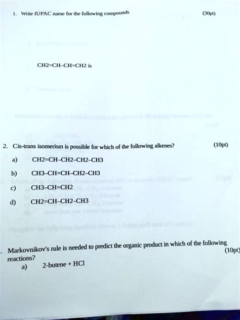 Solved Write Iupac Name For The Following Compound 30p4 Ch3 Ch Ch