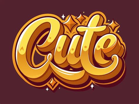 Golden Text Effect Cute Vector Art Premium Ai Generated Vector