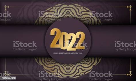 브로셔 템플릿 2022 메리 크리스마스 부르고뉴 컬러와 추상골드 장식 2021년에 대한 스톡 벡터 아트 및 기타 이미지