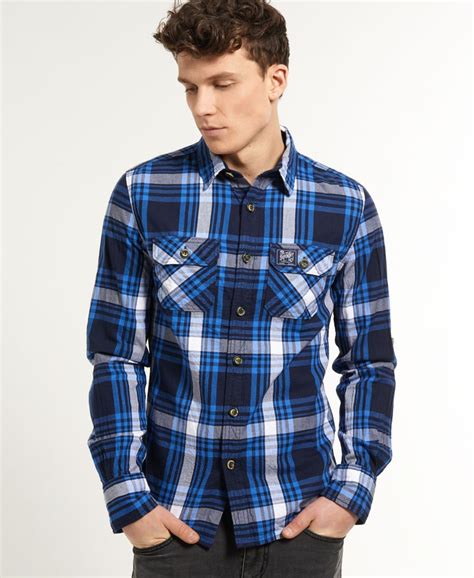 Mens Lumberjack Twill Shirt In Hank Check Blue Superdry Uk