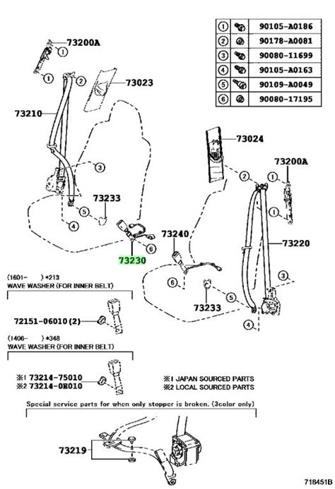 Buy Genuine Toyota 7323002830a0 73230 02830 A0 Belt Assy Front Seat
