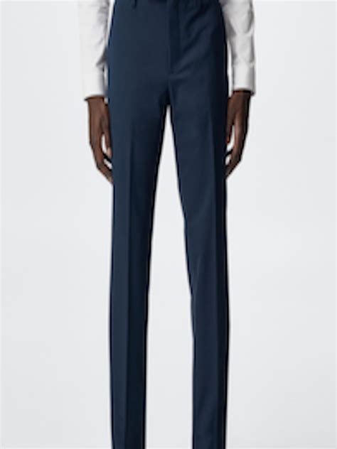 Buy Mango Man Navy Blue Slim Fit Sustainable Trousers Trousers For