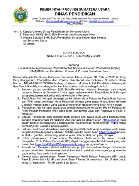 Surat Edaran Pendidikan Anti Korupsi Pdf