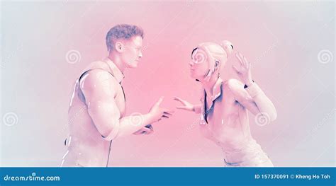 Couple Arguing Flat Vector Illustration Wife Shouting At Shocked