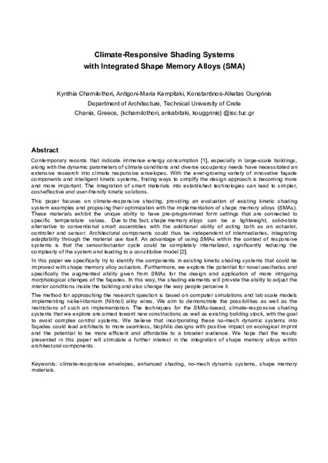 Pdf Climate Responsive Shading Systems With Integrated Shape Memory