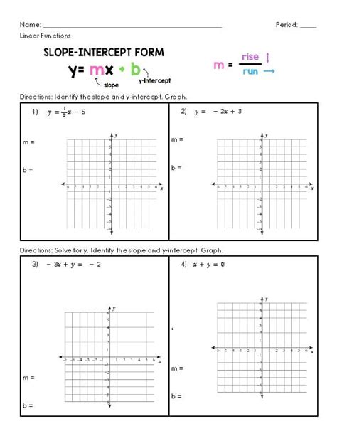 Linear Functions Practice Assignment By Msgreenmath Tpt