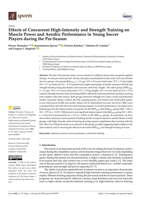 Pdf Effects Of Concurrent High Intensity And Strength Training On
