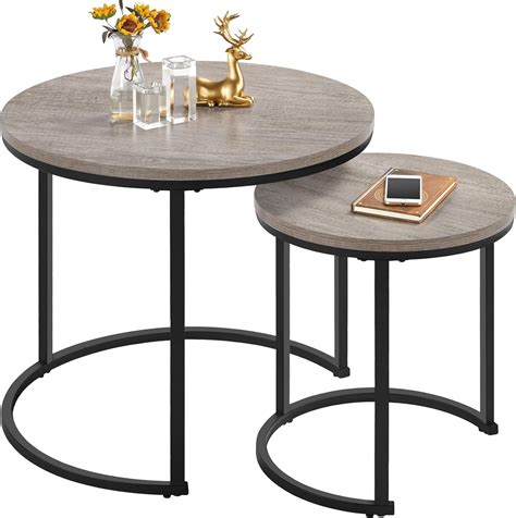 Brandclub Yaheetech Nesting Coffee Table Set Of 2 Nesting Table Rustic Stacking Side Tables