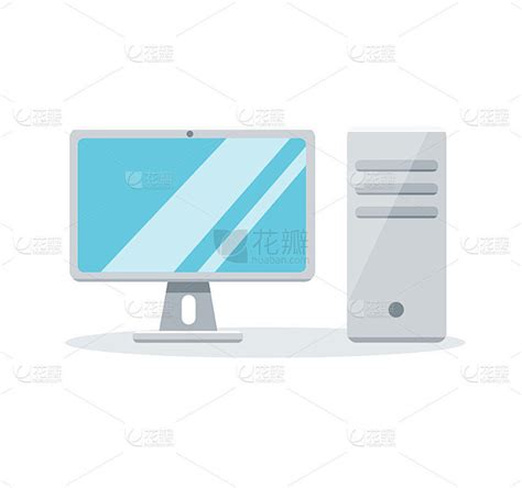 Pc电脑和监控矢量插图