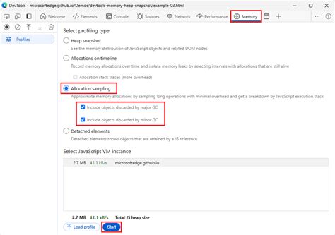 加快 javascript 运行时 “分配采样”分析类型 microsoft edge developer documentation microsoft learn