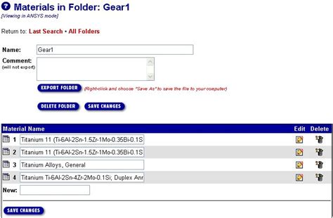 ANSYS Material Data Export