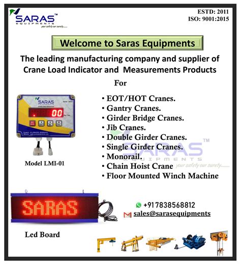 Crane Safe Load Indicator For Over Hoist Crane Saras Equpiments