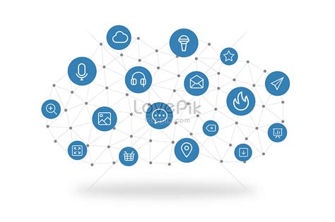 테크니컬 라인 클라우드 아이콘 배경 사진 및 창의적인 일러스트 무료 다운로드 Lovepik