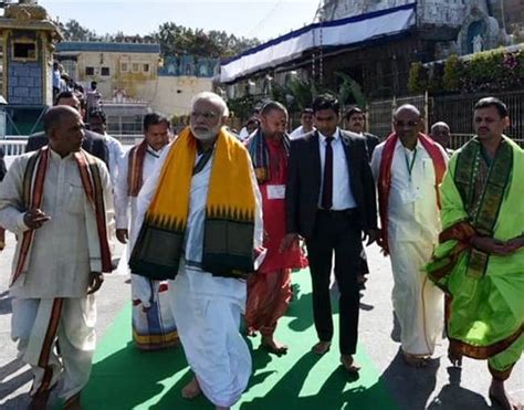 A Picture Of Narendra Modi At Sri Venkateswara Swamy Temple