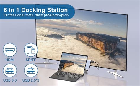 6 In 2 Docking Station For Surface Pro 6 5 4 Portable USB Hub Docking Station With 4K HDMI USB