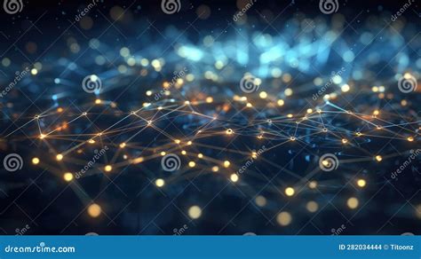 Abstract Blue Technology Background With A Cyber Network Grid And