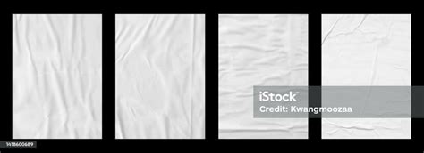 흰색 구겨지고 삐걱 거리는 종이 포스터 텍스처 세트는 검은 배경에 고립되어 있습니다 0명에 대한 스톡 사진 및 기타 이미지 0명 간판 거리 Istock