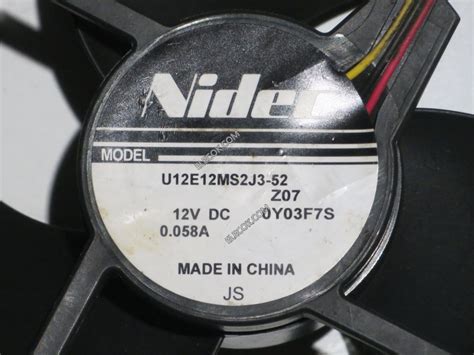 Nidec U12E12MS2J3 52 12V 0 058A 3wires Cooling Fan