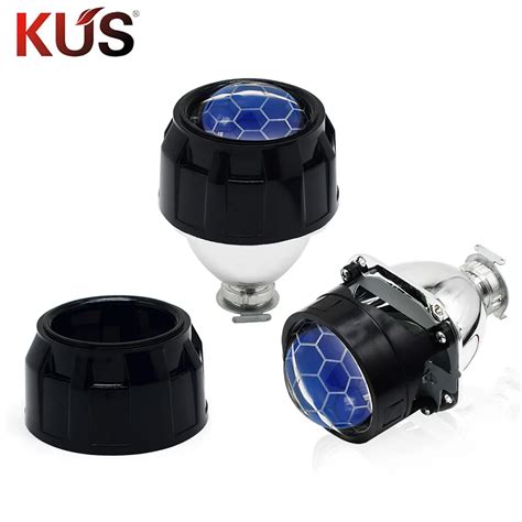 25 인치 80 벌집 미니 바이 크세논 프로젝터 렌즈 블랙 슈라우드 H4 H7 자동차 헤드 라이트 자동차 오토바이 조립