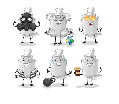 Premium Vector Exhaust Villain Group Character Cartoon Mascot Vector