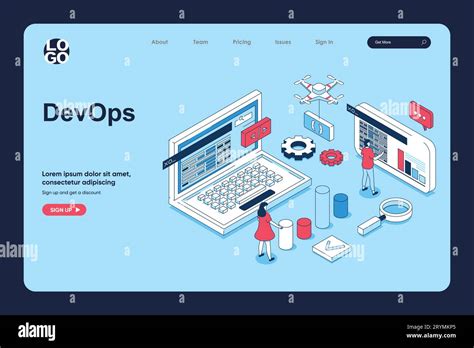 Devops Concept In D Isometric Design For Landing Page Template People