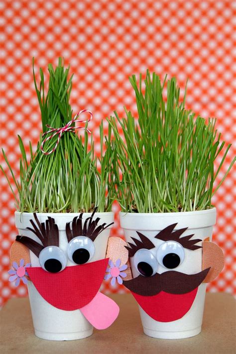 Grass Heads Using Plastic Cups