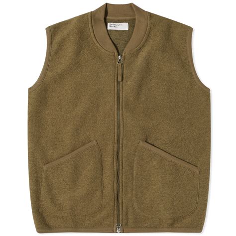Universal Works Wool Fleece Zip Waistcoat Lovat End Gb