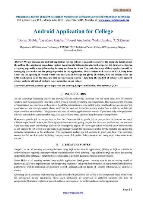 Android Application For College Pdf Operating Systems Computer Software And Applications