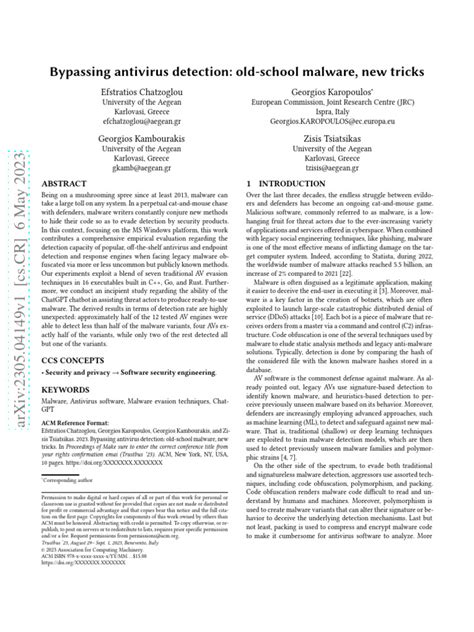 Bypassing Antivirus Detection Old School Malware N Pdf Malware