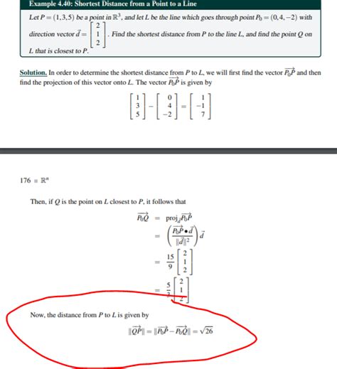 Solved Example Shortest Distance From A Point To A Chegg
