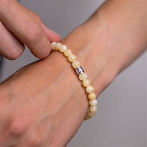 Yellow Calcite Gemstone Energy Bracelet With Sterling Silver Accent