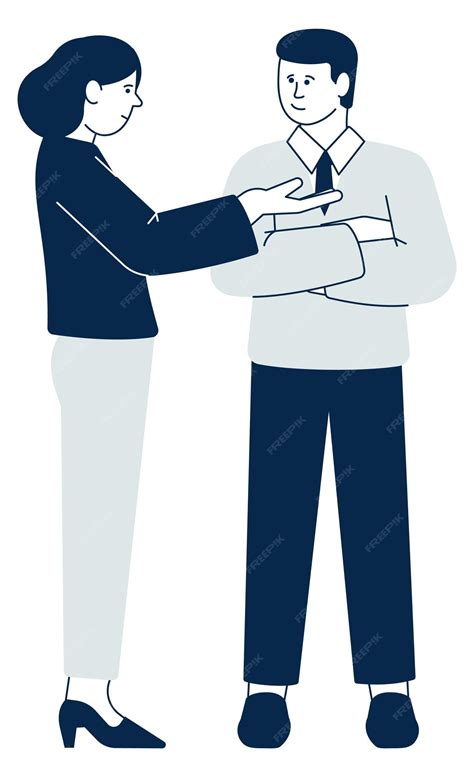 Premium Vector Woman And Man Talking Together Characters Discussing