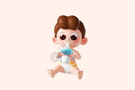 3d立体卡通可爱母婴形象拿玩具婴儿插画图片下载 正版图片402593888 摄图网