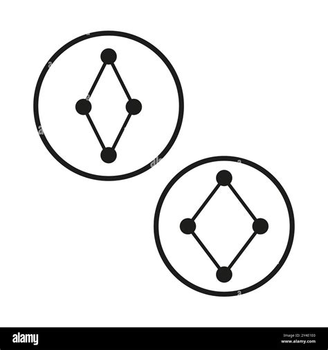 Geometric Network Icon Connected Nodes In A Diamond Shape Circular Outline Design Vector