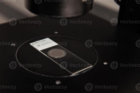 Closeup Of A Slide Been Observed With An Inverted Microscope Fluorescence In Situ Hybridization