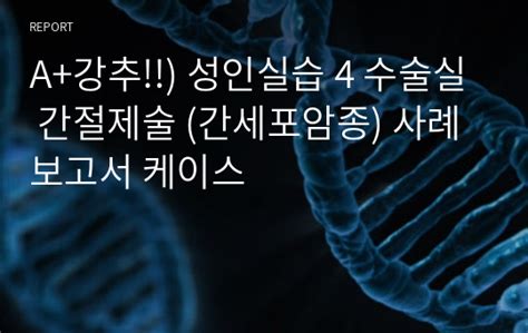 A강추 성인실습 4 수술실 간절제술 간세포암종 사례보고서 케이스 레포트
