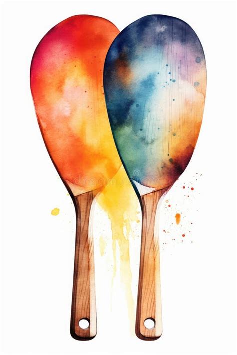 Watercolor Drawing Of A Padel Racket Stock Illustration Illustration