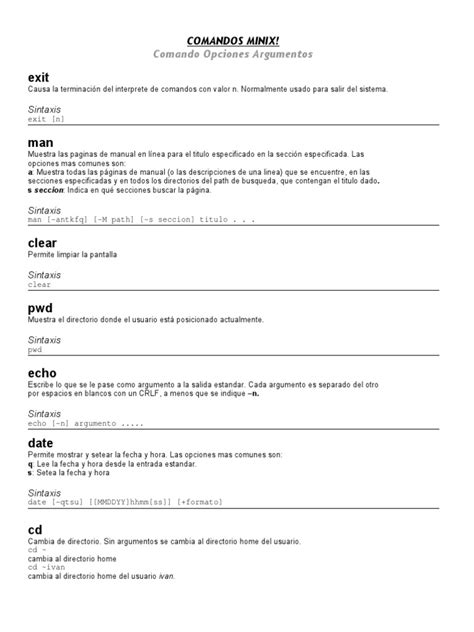 Comandos Minix Pdf Interfaz De Línea De Comando Archivo De