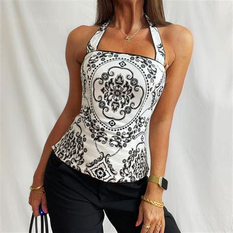 White House Black Market Womens White And Black Corset Depop