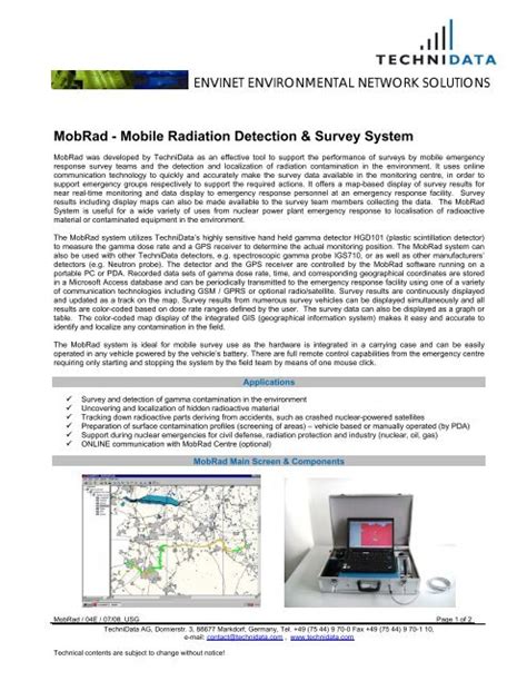 Mobrad Mobile Radiation Detection And Survey System Envinet