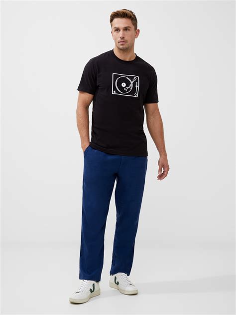 Deck Embroided Organic T Shirt Black Onyx French Connection Uk