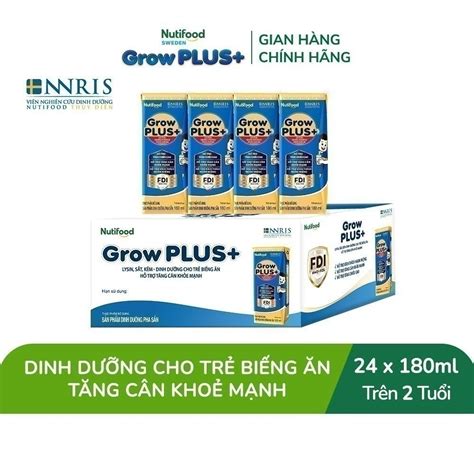 Thùng 24 Hộp Sữa Bột Pha Sẵn Nutifood Growplus Biếng Ăn Xanh 180ml